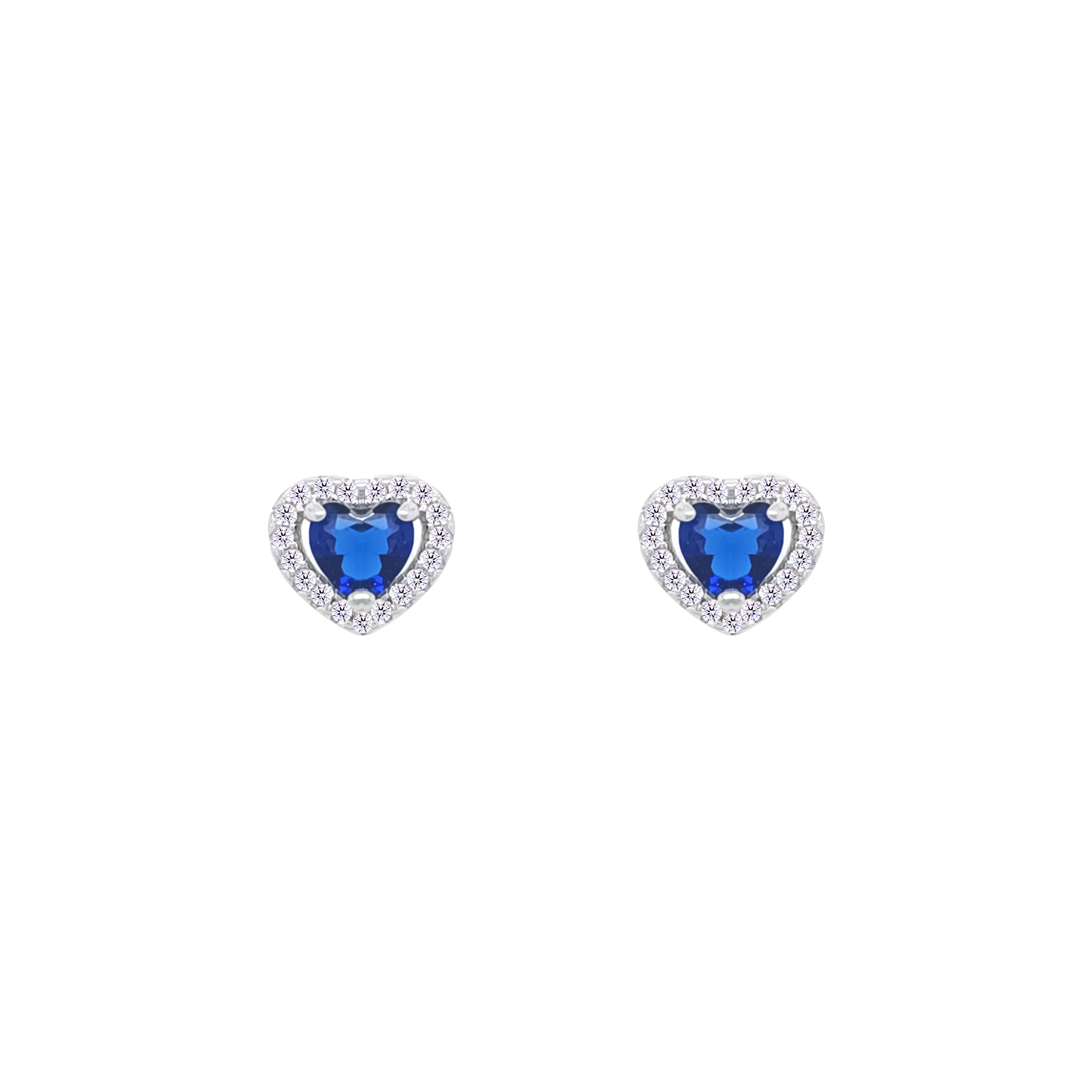 Asfour Crystal Stud Earrings With Blue Heart Design In 925 Sterling ...